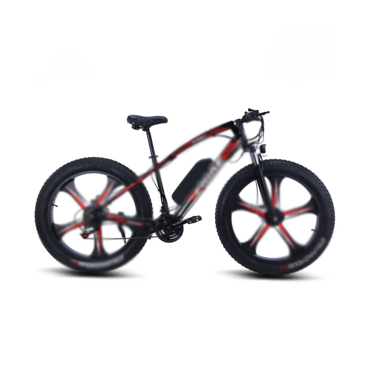Wonzoneddzxc Electric Bicycles 4.0 Fat Tire Electric Bicycle Mountain Lithium Assist Snowmobile Integrated Wheel Variable Speed Beach Bike (Color : Black-Red)