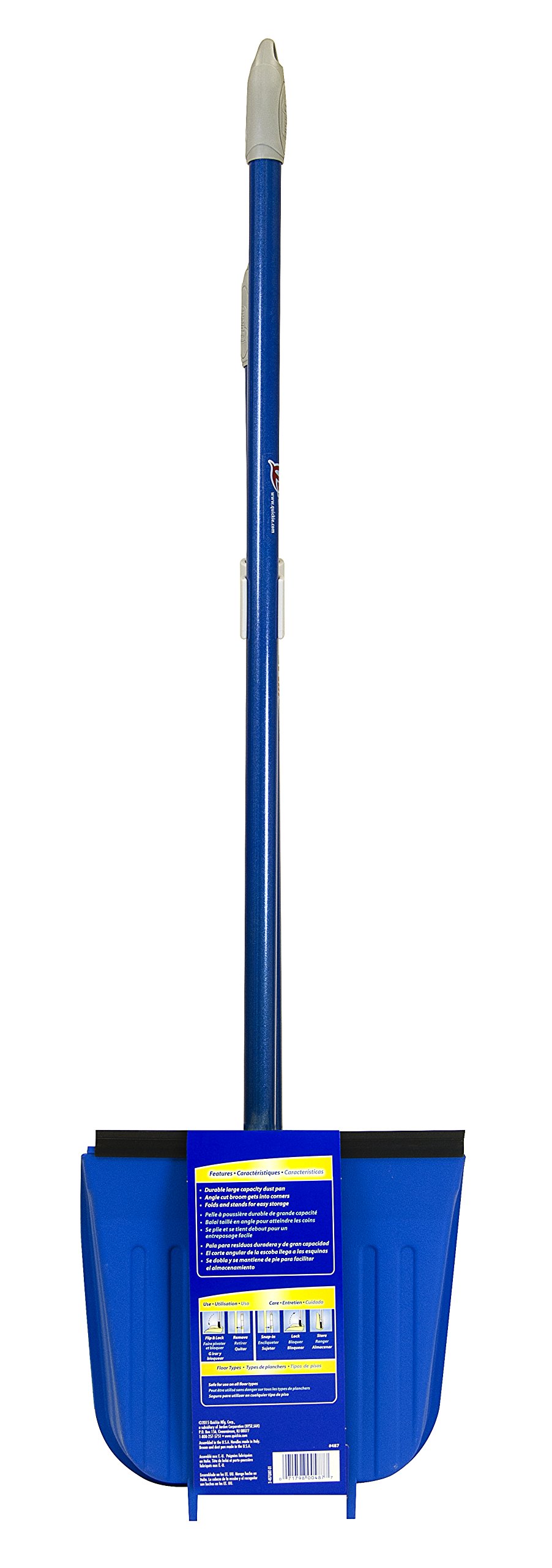 Quickie Stand & Store, Upright Broom and Dustpan Set, 35 Inch Height, for Use in Home, Kitchen, Office, Lobby, and Outdoors,Blue