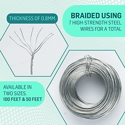 SENBACH 100Ft Picture Hanging Wire for Photos, Picture Wire for Mirrors, Clock, Art Work Support & Hanging up to 30lbs