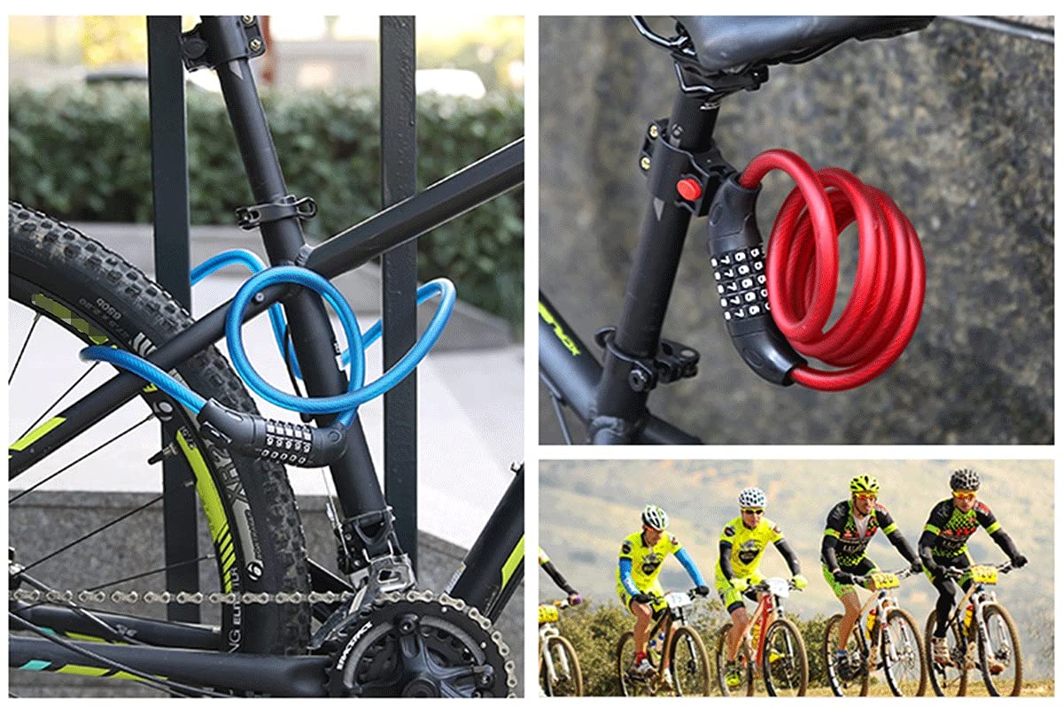 UFFD Bike Lock Bike Lock Cable 5-Digit Resettable Combination Self Coiling Combination Bicycle LockBike Cable Lock (Color : Black, Size : 12mmx1500mm)
