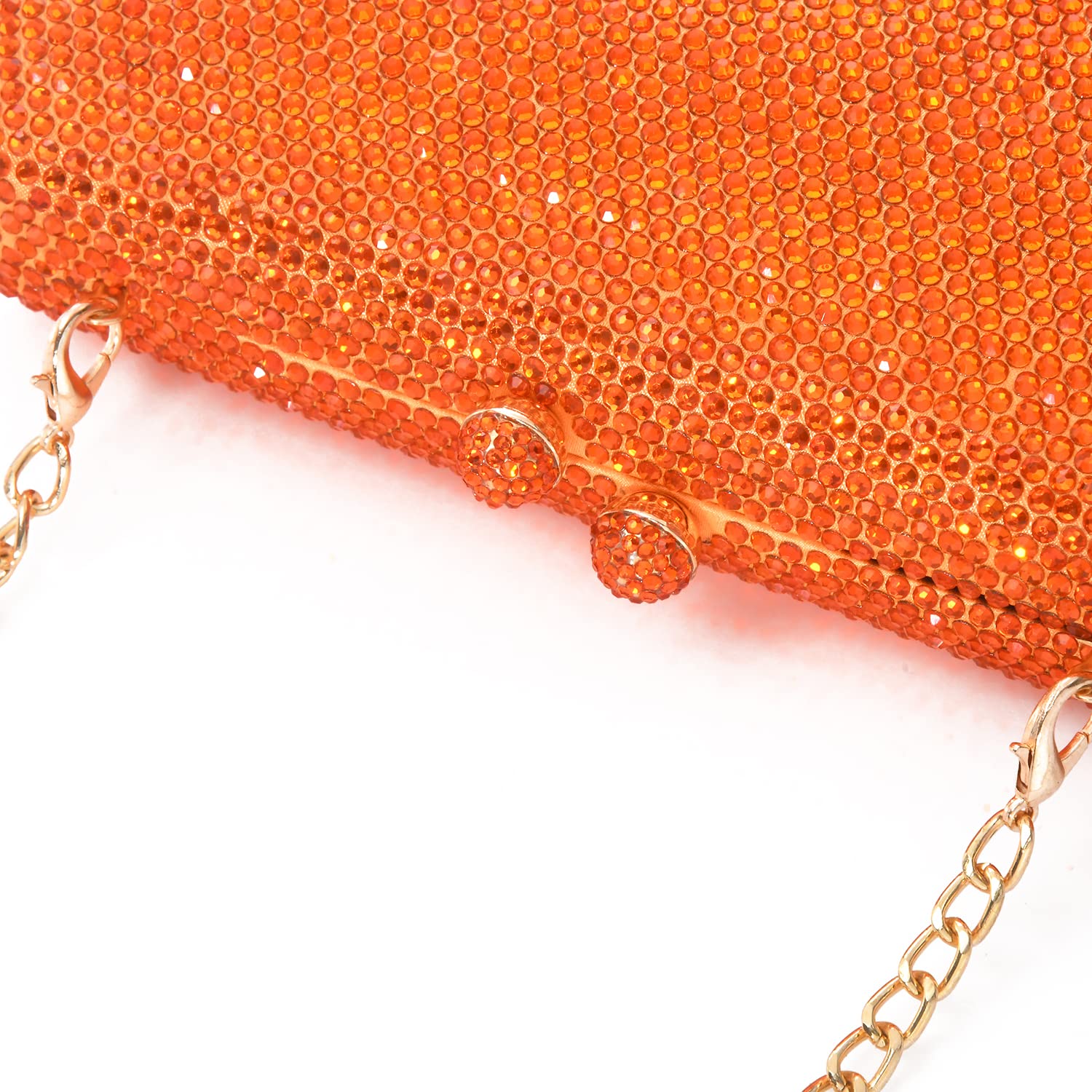Sparkling Rhinestone Evening Bag Full Crystal Clutch Bag for Women Chic Formal Party Wedding Bridal Promp (Orange)