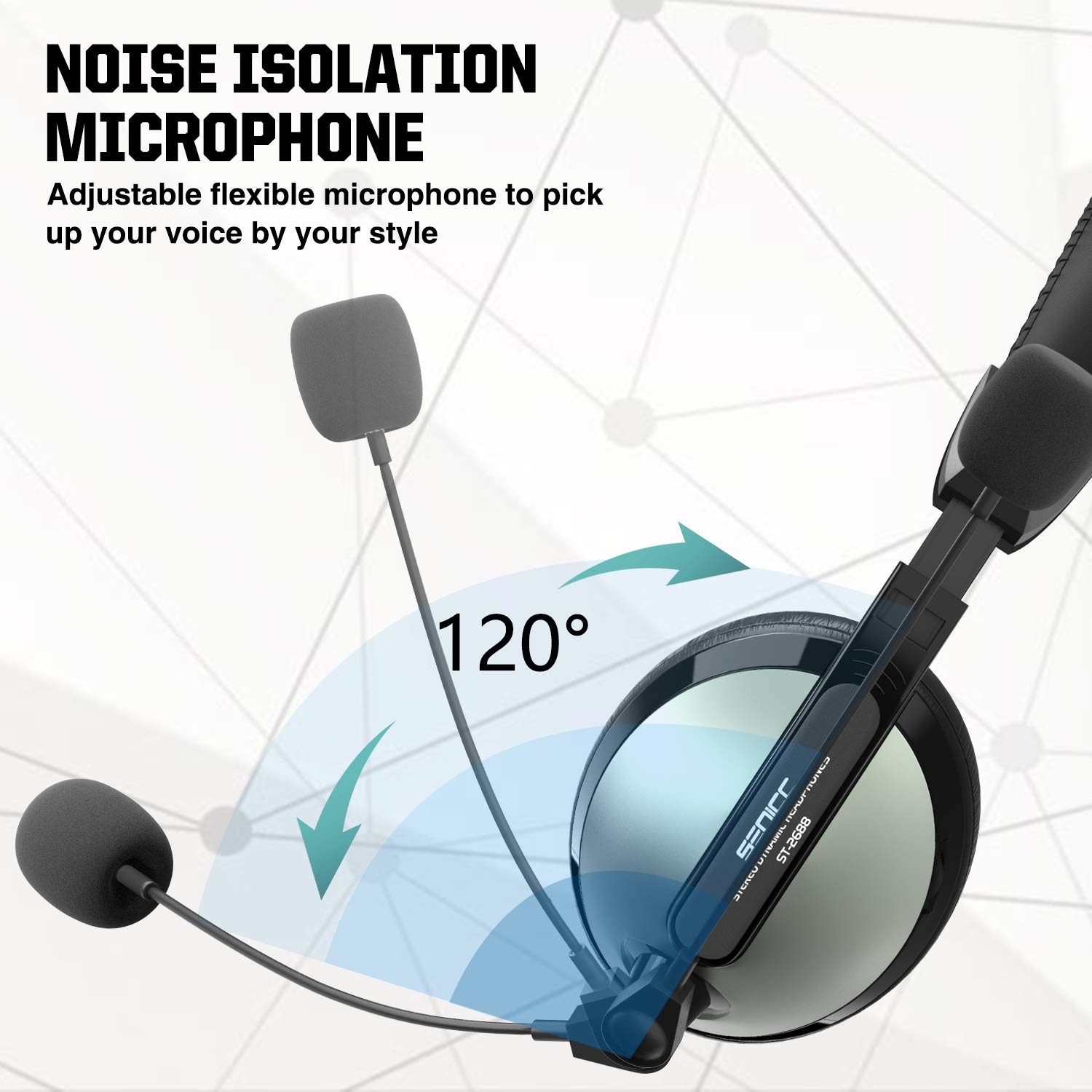 SENICC 2 Pack Gaming Headset for PS4, Xbox One, PC, Mobile Phone, Nintendo Switch, Over Ear Headphones with Mic Volume Control, Lightweight 3.5mm Wired Headset for Women Man Kids