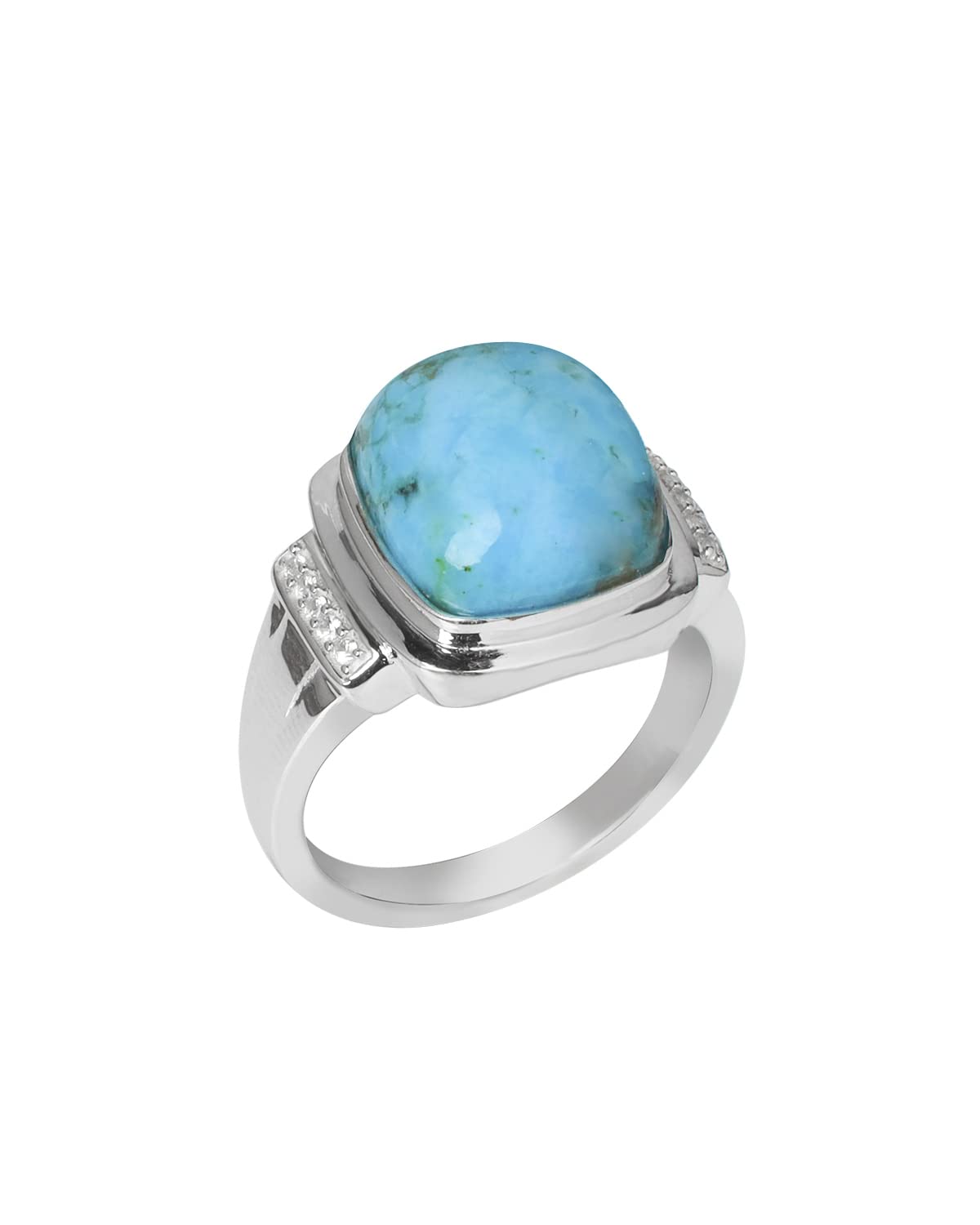 YoTreasure 2.63 Ct. Turquoise White Zircon 925 Sterling Silver Gemstone Ring Jewelry