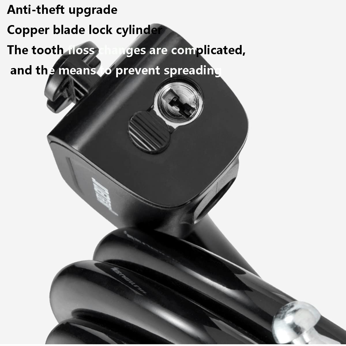 UFFD Bike Lock 3.6 Feet Coiling Bike Cable Lock with Keys Bicycle Chain Lock with Mounting Bracket (Color : Black, Size : 110cmx13mm)