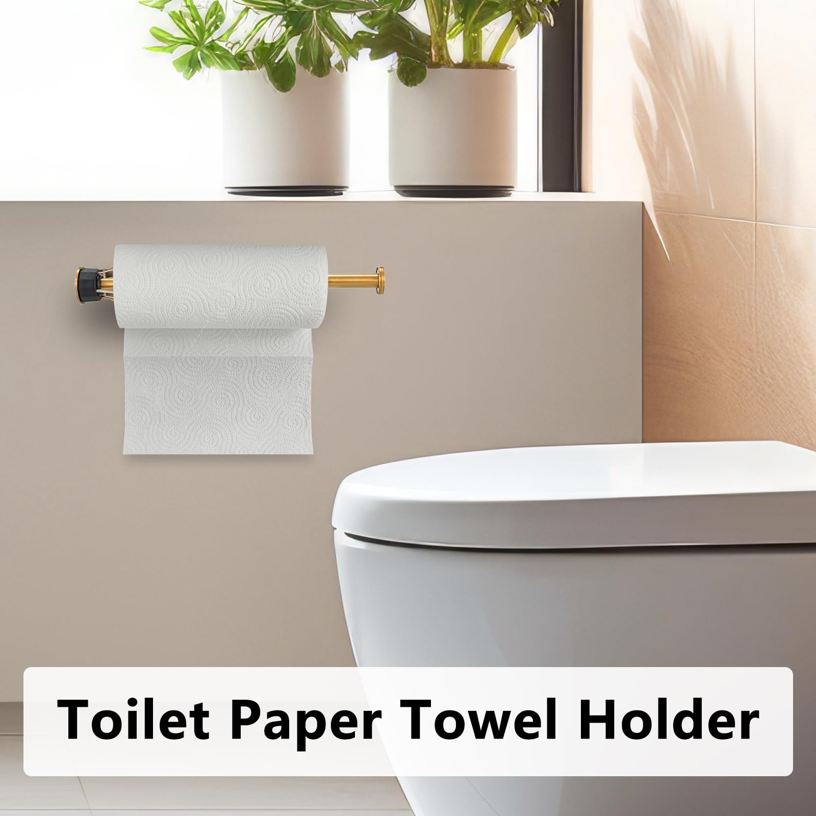 Senlyde Stainless Steel Paper Towel Holder Under Cabinet with Damping Effect, Single-Hand Operable Wall Mount Paper Towel Holder for Kitchen, Bathroom, Wall