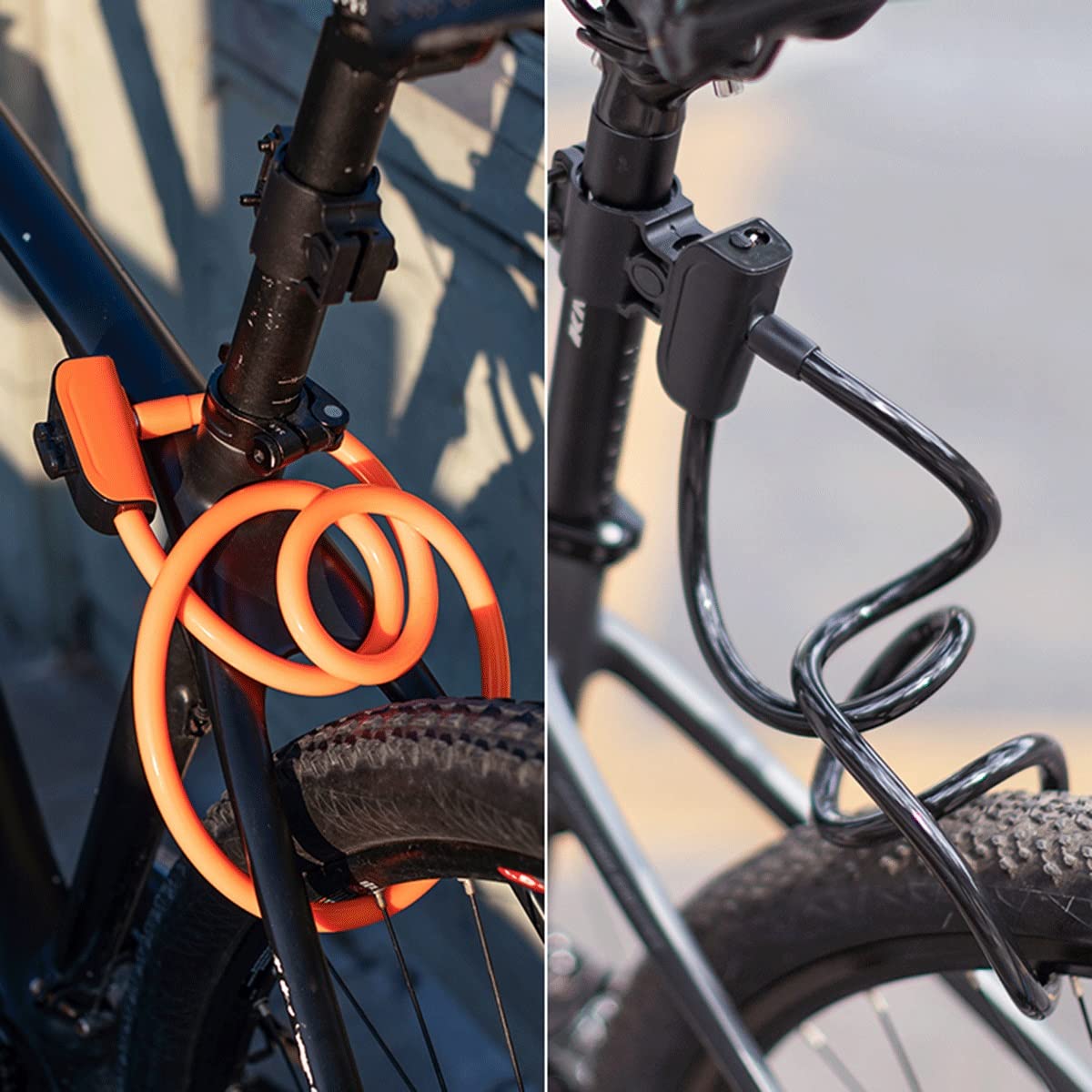 UFFD Bike Lock, Bike Locks Cable Lock Coiled Secure Keys Bike Cable Lock with Mounting Bracket, 0.55Inch Diameter (Color : Black, Size : 110CMX14MM)