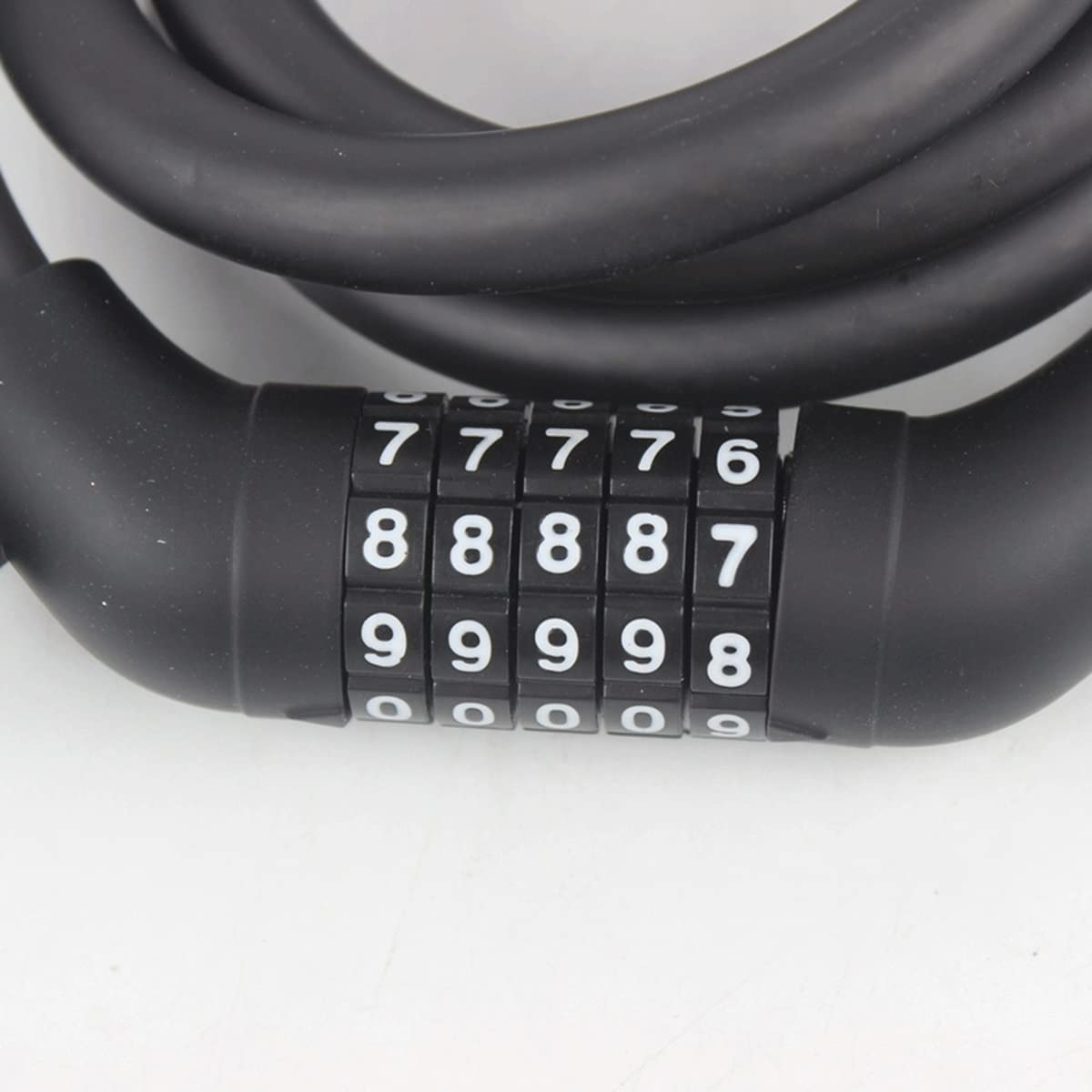 UFFD Bike Lock, High Security Bicycle Lock, Bike Cable Locks with Mounting Bracket, High Strength Braided Steel & 5 Digit Resettable Combination Coiling (Color : Black, Size : 12 * 1200mm)