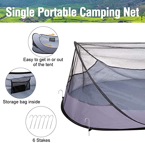 Single Portable Mosquito Net Tent, Pop UP Mosquito Tent for Camping Outdoor Travling Backyard, Self Standing Auto- Expanding