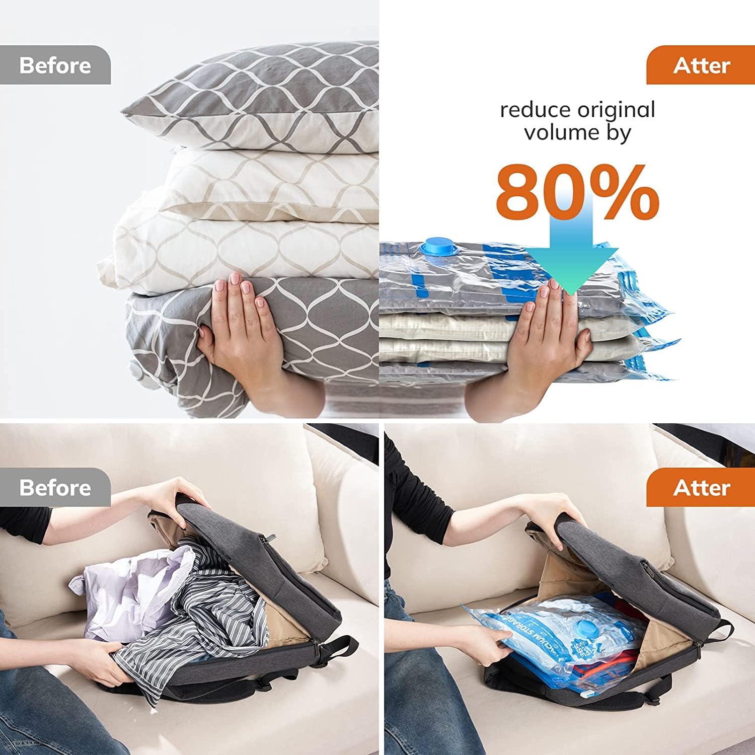 Vacuum Storage Bag Set with Cordless Electric Air Pump, 12 Pack-(3x Large, 3x Medium, 3x Small, 3x X-Small) Double Zip Seal Space Saver Bag, Vacuum Sealer Bags for Travel and Outdoor Storage