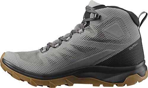 Salomon Outline Mid Gore-TEX Hiking Boots for Men, Frost Gray/Black/Alloy, 7
