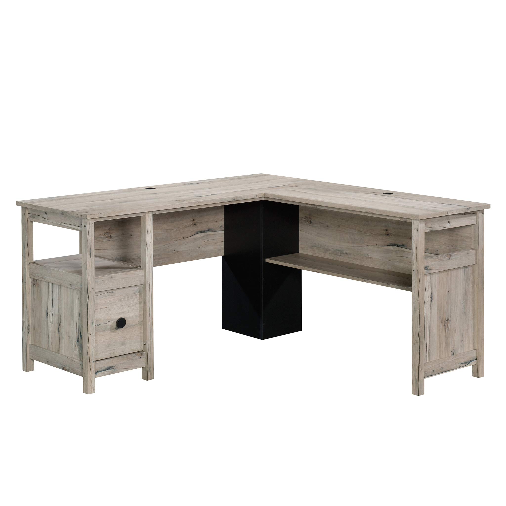 Sauder Linden Market L-Desk, L: 59.055" x W: 59.055" x H: 30.039", Split Oak Finish