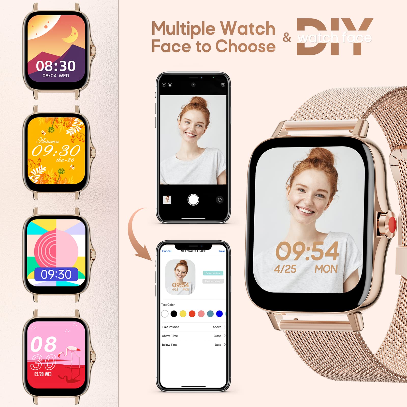 ZKCREATION Smart Watch Answer Call Fitness Tracker for Android iOS Phones Smartwatch for Women Men