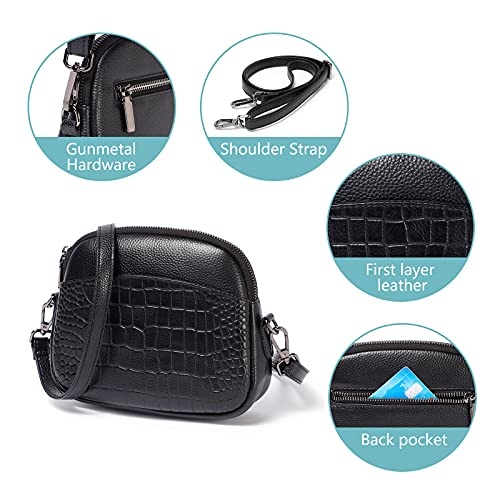Small Classic Black Women'S Wallet Mini Backpack Anti-Theft Wallet Retro Shoulder Bags For Women Crocodile Pattern Handbag (black)