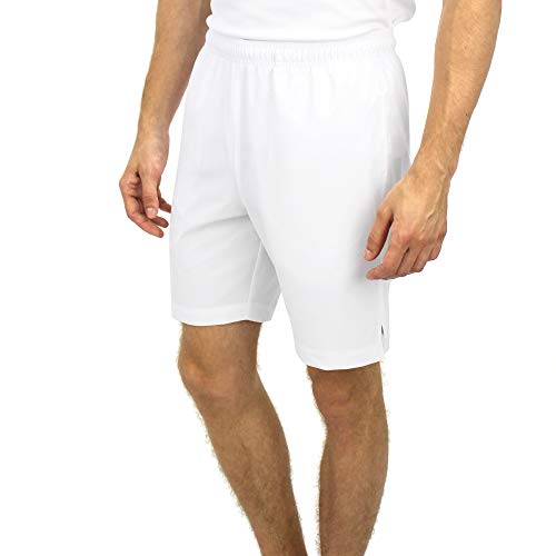 SAVALINO Sport Clothes Men's Tennis Shorts Material Wicks Sweat & Dries Fast S White