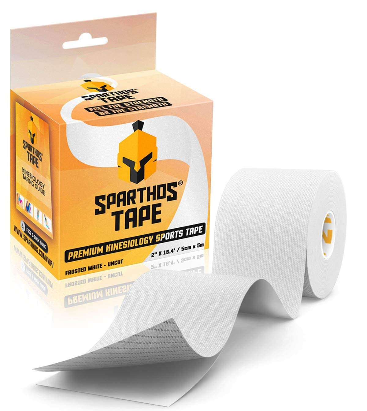 Sparthos Kinesiology Tape [Frosted White - 16.4ft Uncut Roll] + Sparthos Ice Packs for Injuries [Size Medium + Cover]