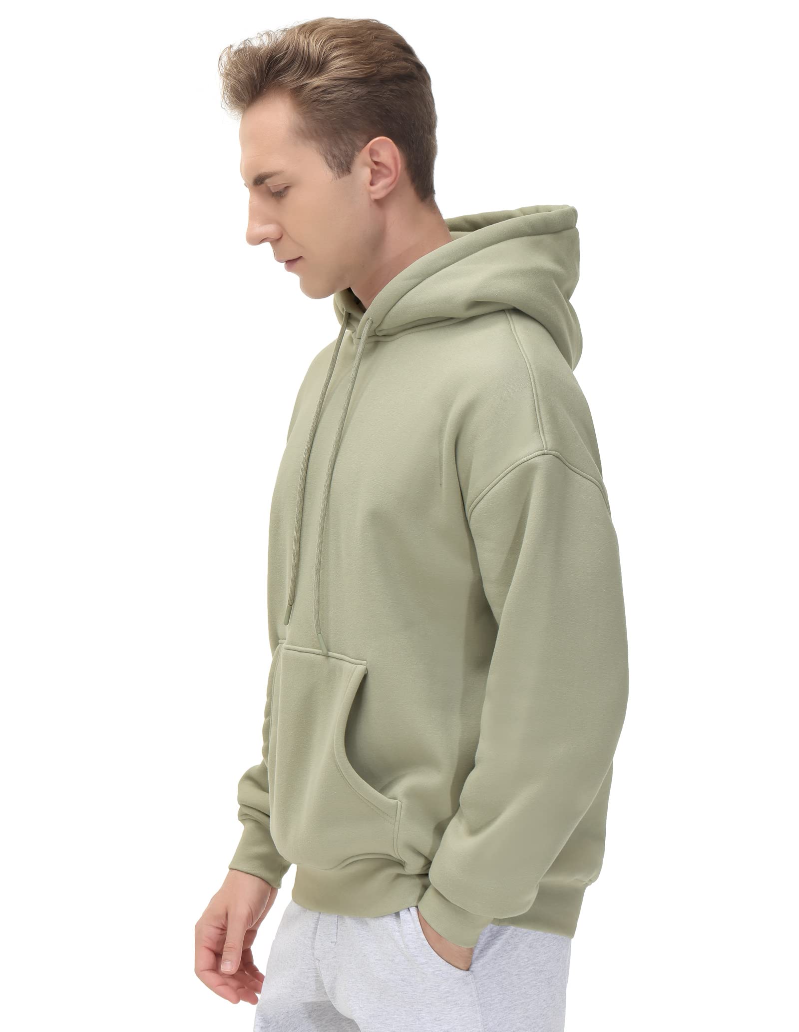 THE GYM PEOPLE Men's Fleece Pullover Hoodie Loose Fit Ultra Soft Hooded Sweatshirt With Pockets Light Green