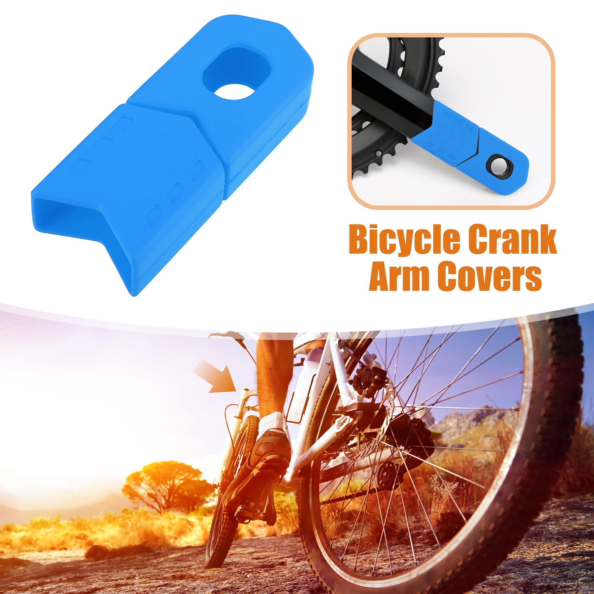 X AUTOHAUX Pair Silicone Bicycle Cycling Crank Boot Protectors Mountain Bike Gel Sleeve Crank Arm Cover Protection Blue