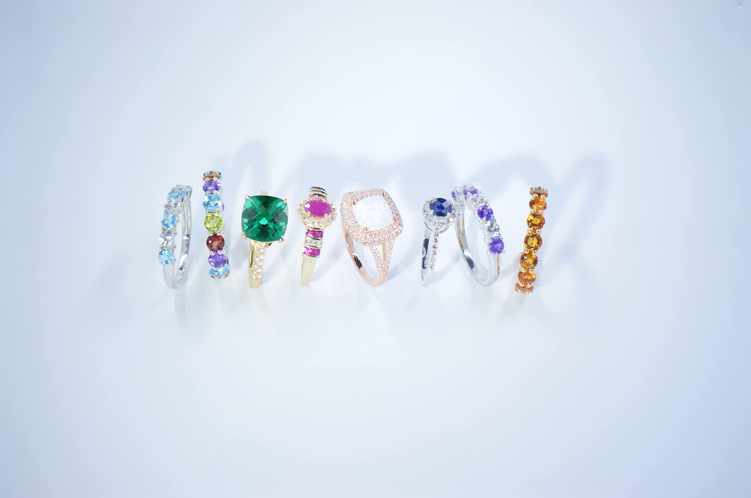 Tirafina Amethyst and Lab-Created White Sapphire Band Ring, Alternating Stones, Sterling Silver, (3.5mm stone)