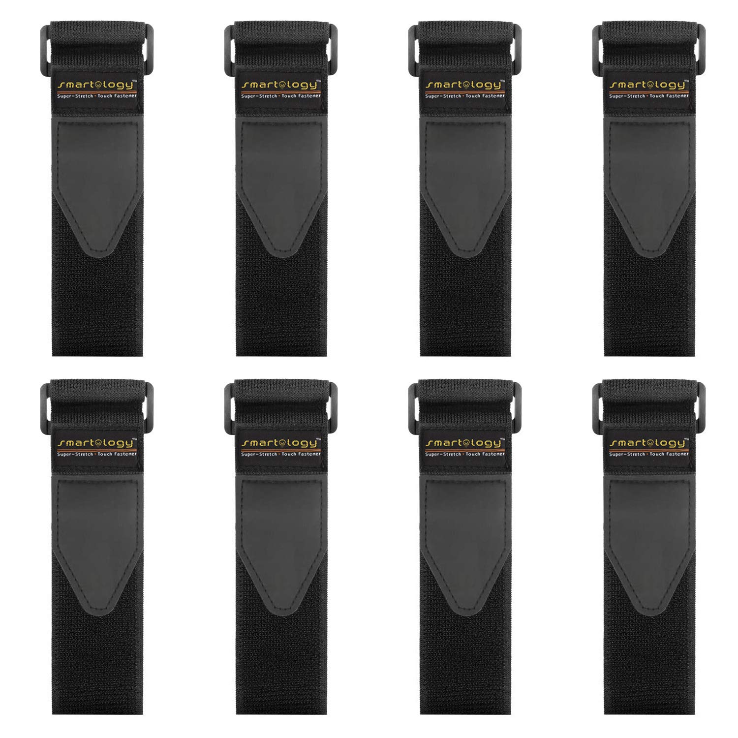 Smartology Cinch Straps 2" x 18" (12 Pack) Hook and Loop Elastic Straps for Bicycle, Truck, Boat and More, Extension Cords, Ropes, Hoses Organizer, Garage and RV Storage