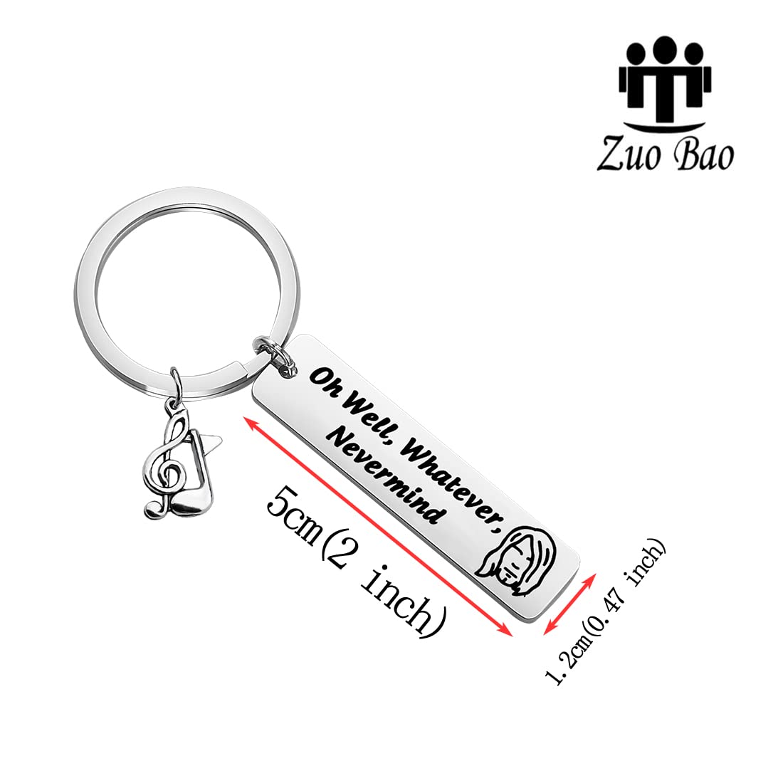 Zuo Bao Rock Music Jewelry Lyrics Gift Oh Well Whatever Nevermind Keychain Album Gift for Music Lovers (Oh Well Whatever Nevermind)