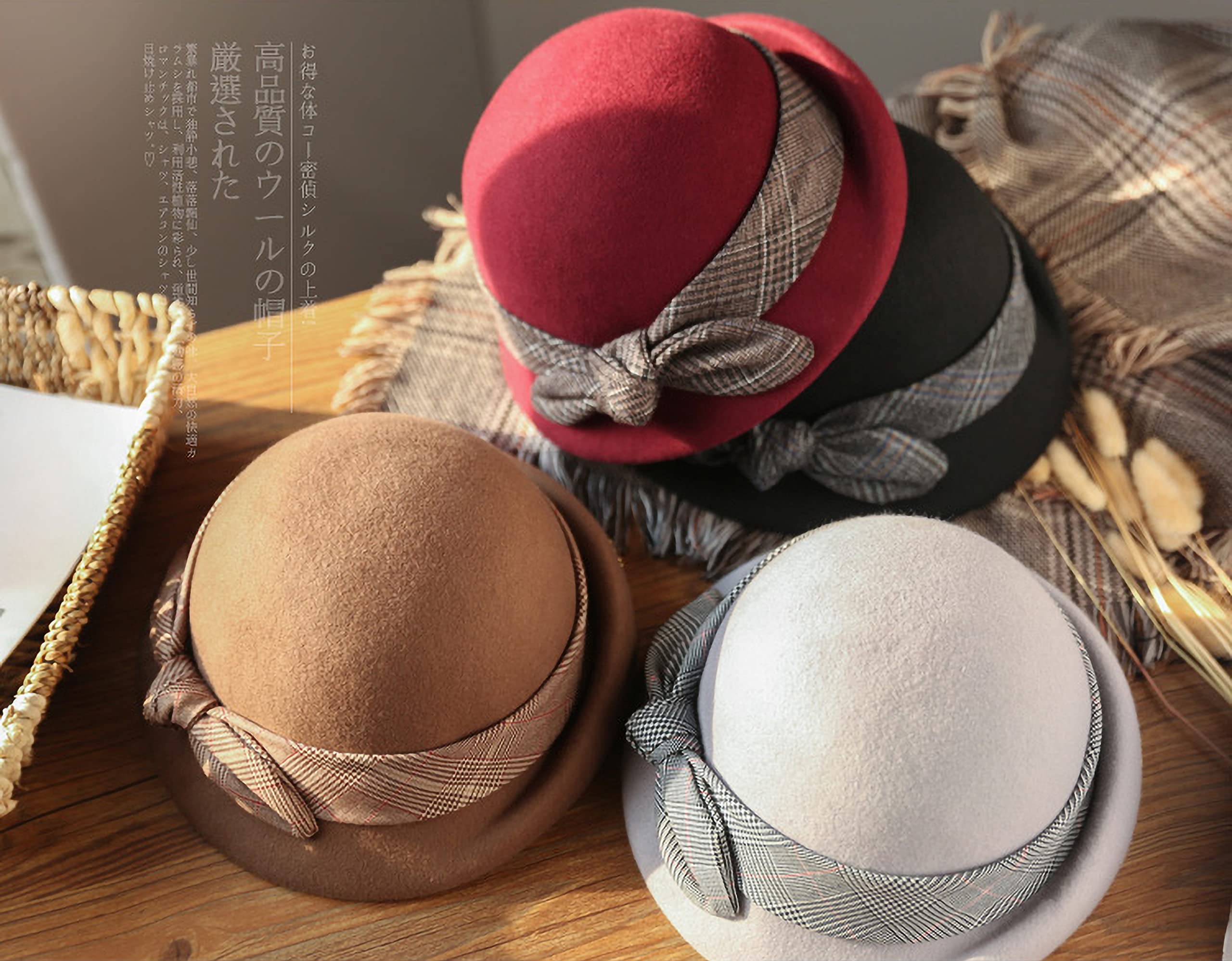 Wool hat Women's Autumn and Winter All-Match Beret Women's British Retro Woolen hat Elegant Small hat Female Celebrity