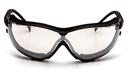 Pyramex V2G Safety Glasses, Black Frame/Indoor-Outdoor Mirror Anti-Fog Lens