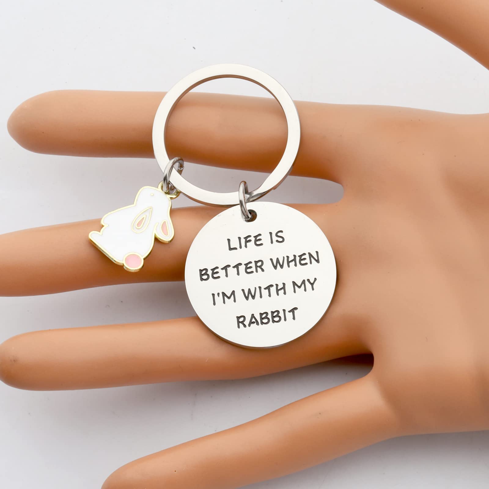 WSNANG Rabbit Keychain Life Is Better When I'm With My Rabbit Jewelry Pet Gift Easter Gift for Bunny Lover Gift (With My Rabbit KY)