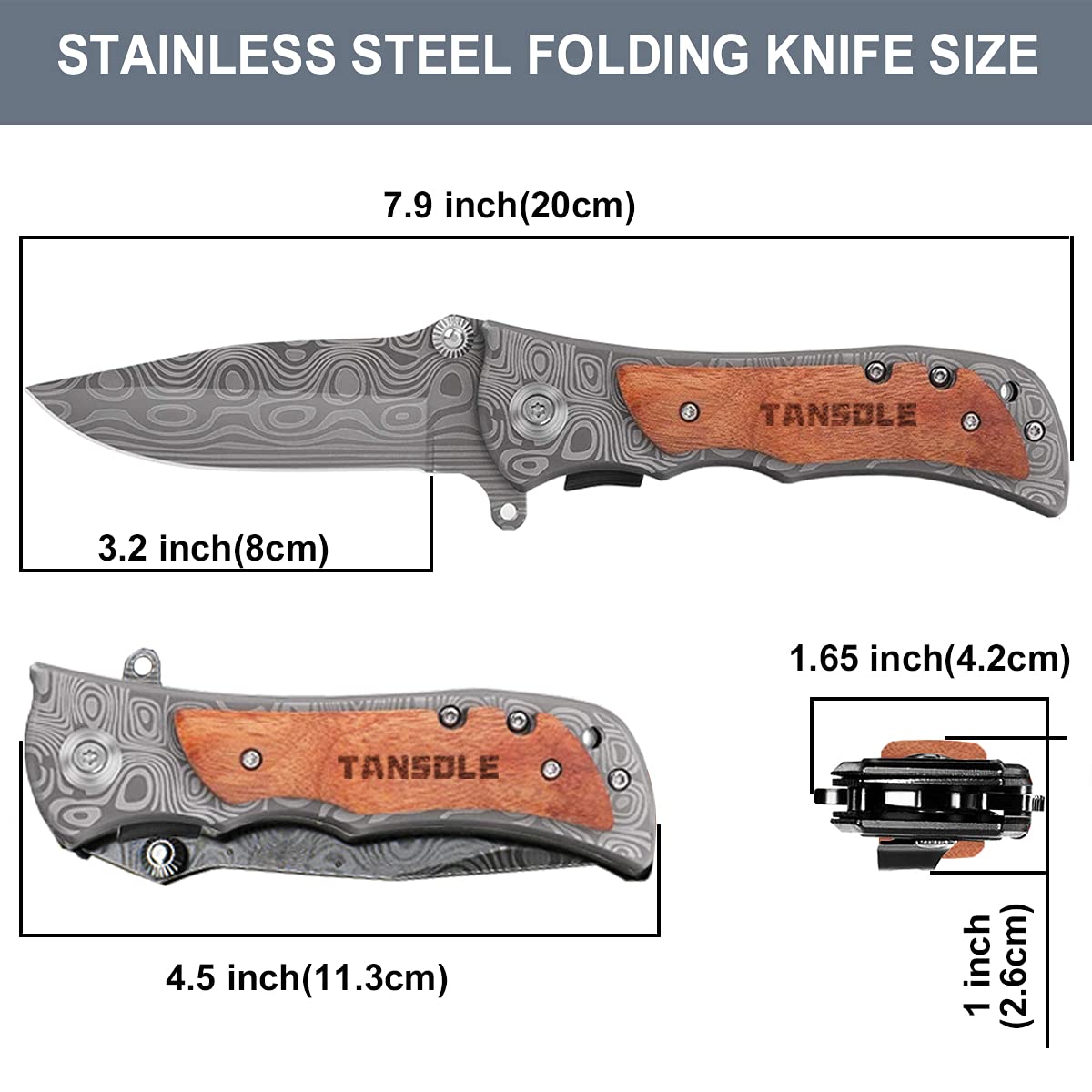 TANSOLE Pocket Folding Knife with waist bag for Outdoor Camping Hunting knives