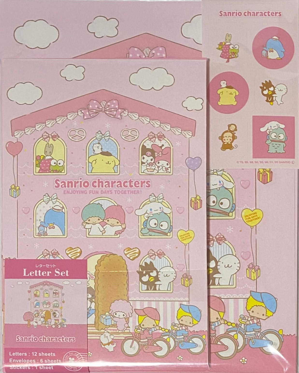 Sanrio Characters Letter Set 12 Writing Paper + 6 Envelopes + 7 Stickers Stationary Japan (House of sweets)