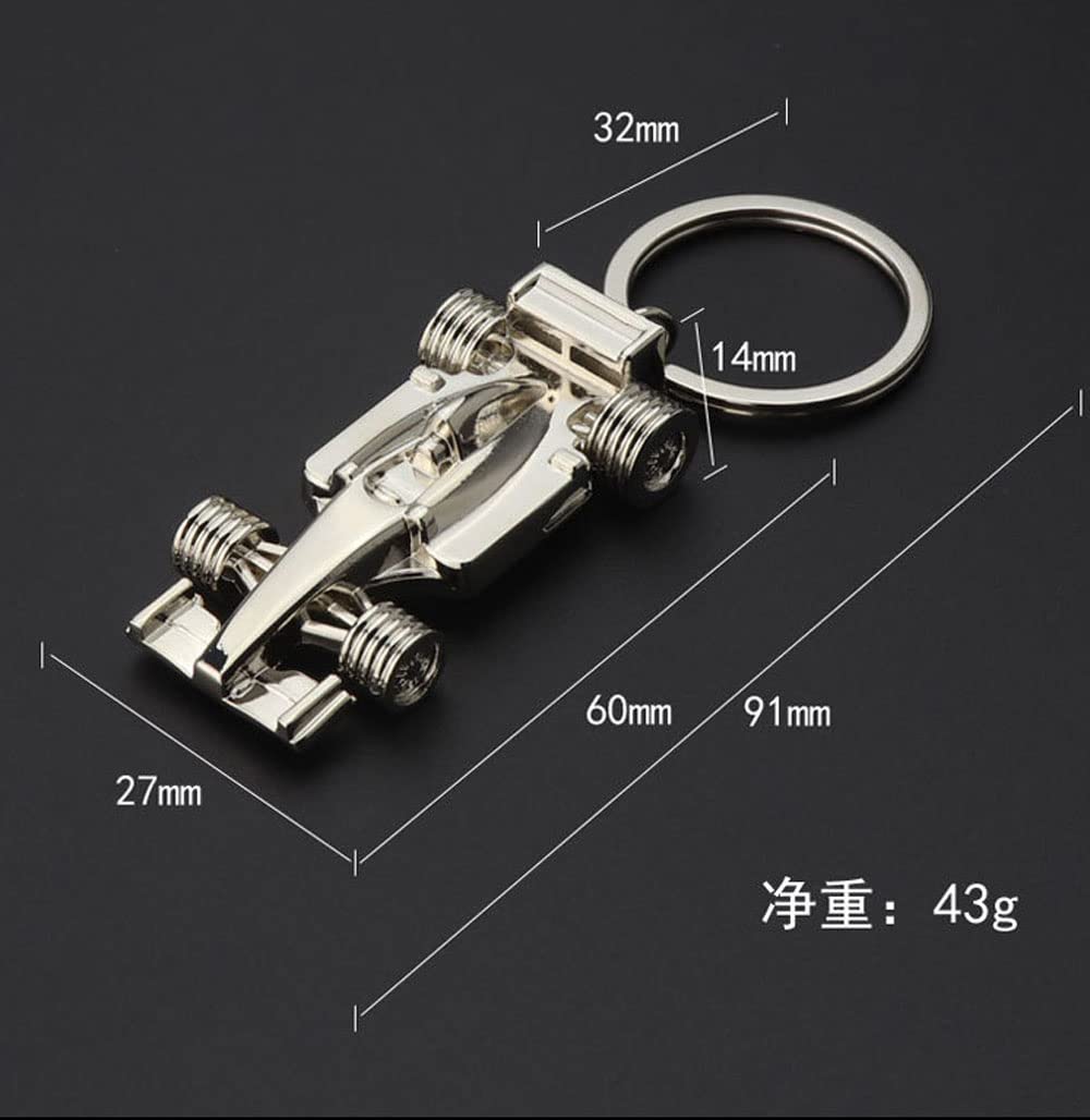 xiaojie F1 Formula 1 Racing Car Model Keychain Solid racing Keychain Gift, Metallic, 3.5 X 1 X 0.5 in