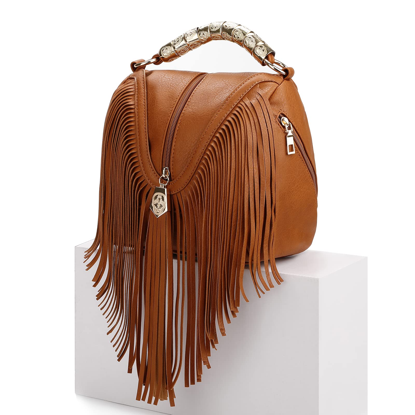 UKENENG Women's Crossbody Bag Shoulder Bag with Tassel (Black)