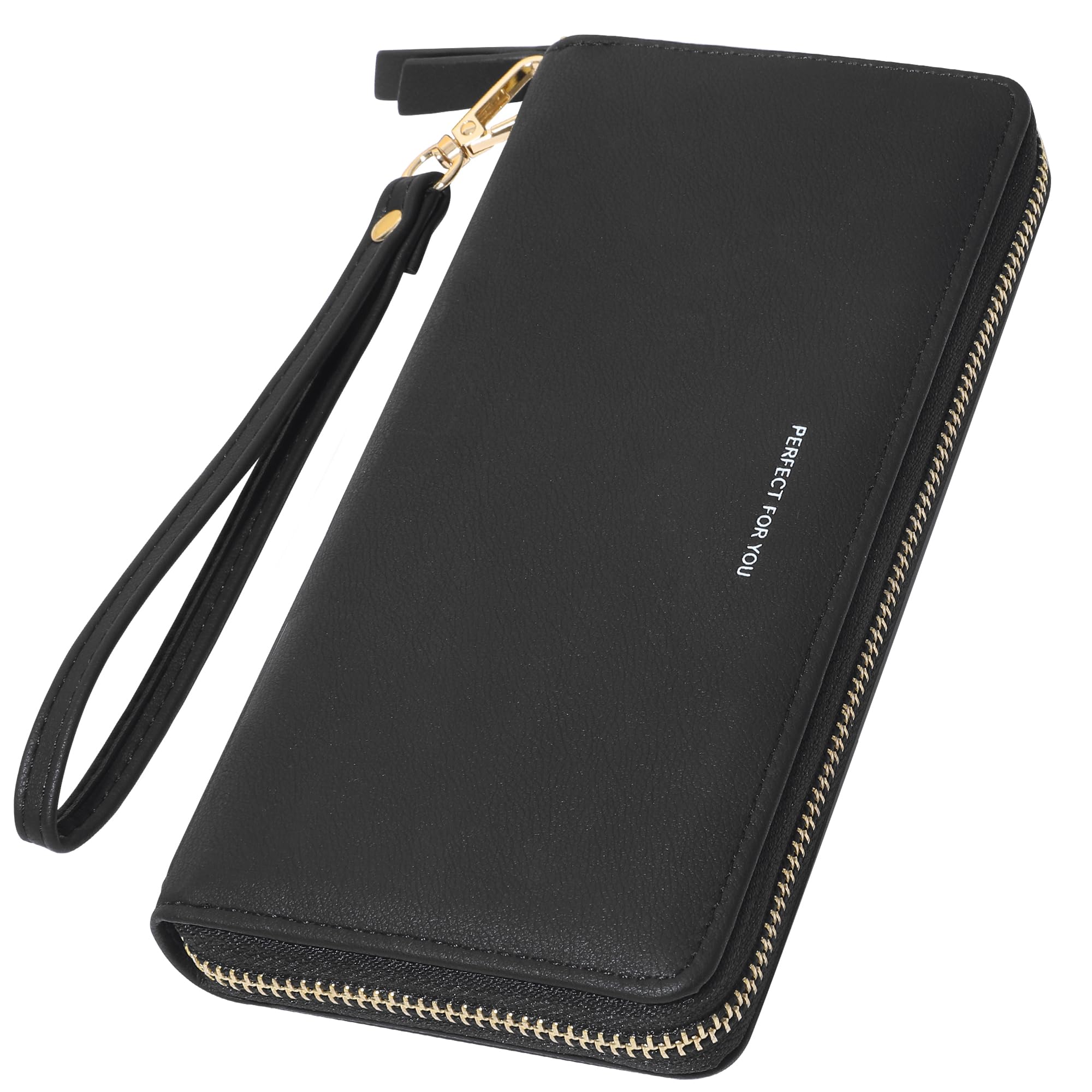 YOUBDM Clutch Wallet for Women Cell Phone Purse With Credit Card Holder Soft Pebbled Leather Wallet with Wristlet Strap(Red)