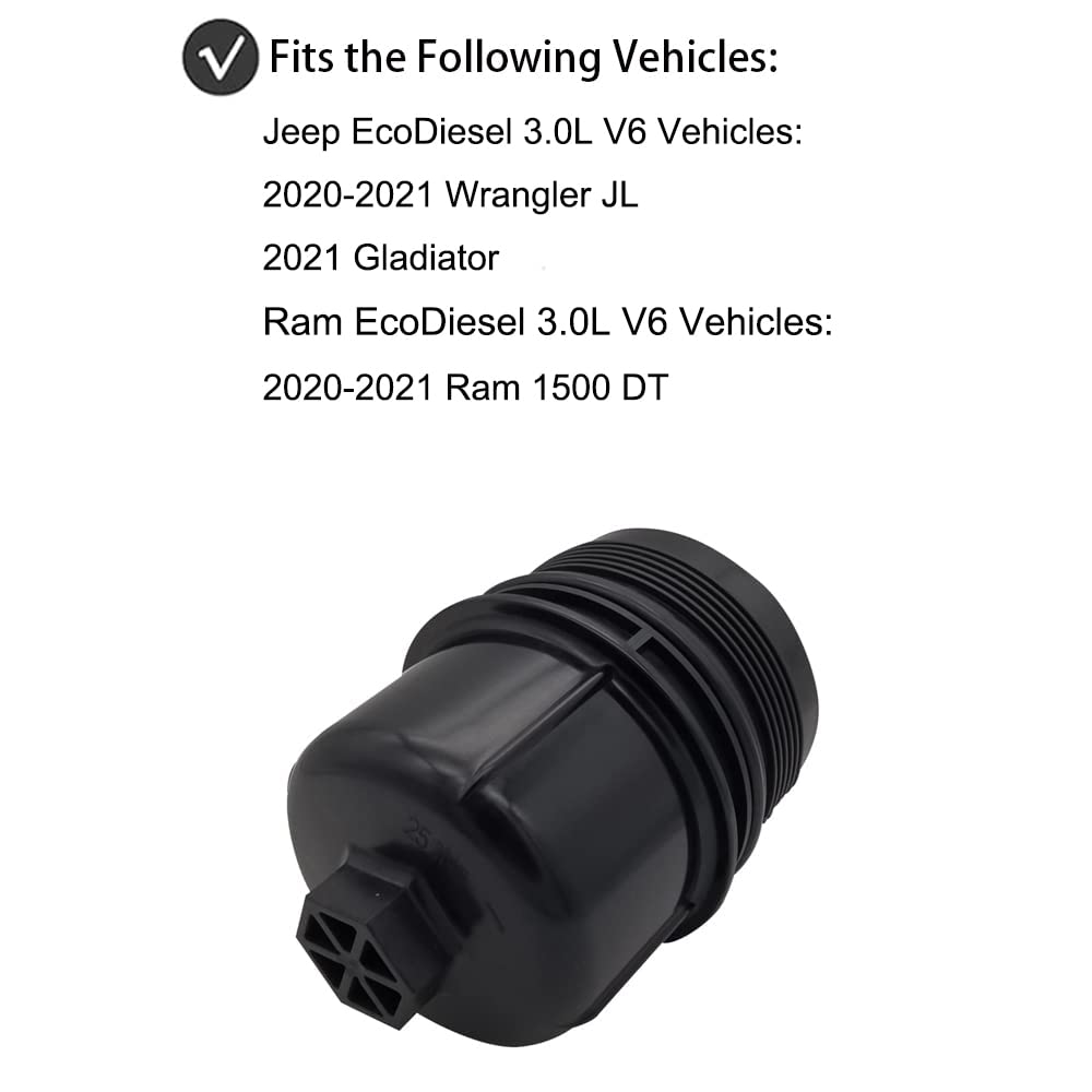 WGBAB Engine Oil Filter Replace 68507598AA 68498720AA for Jeep Dodge Ram EcoDiesel 2020-2021 Wrangler JL 2021 Gladiator 2020-2021 Ram 1500 DT