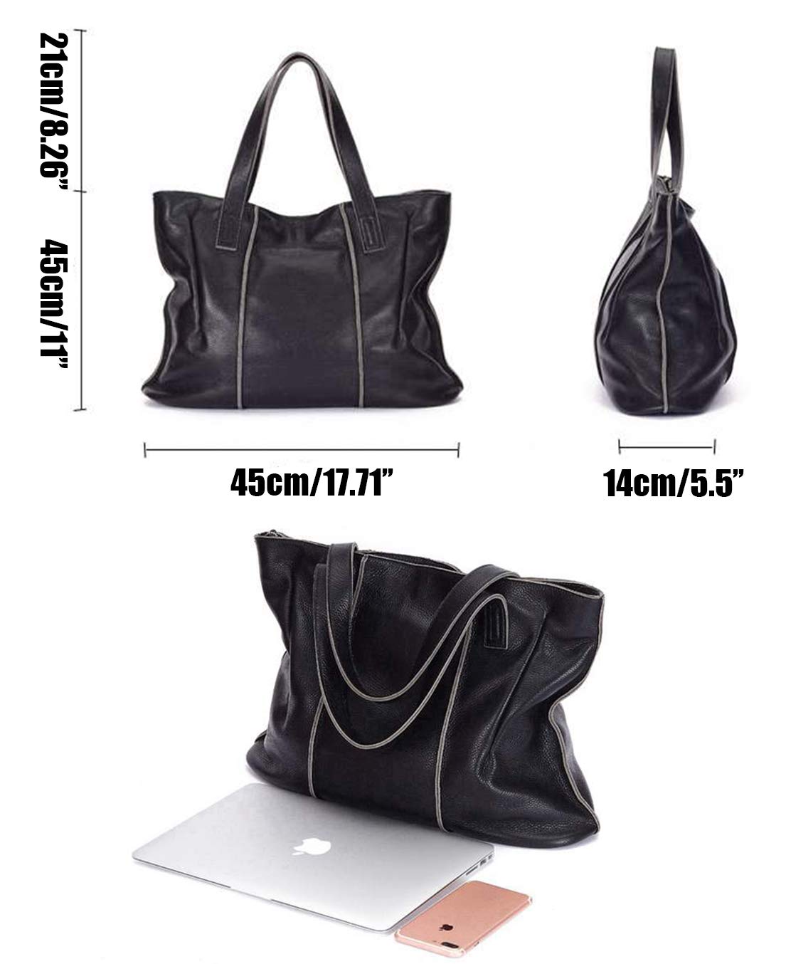 YXBQueen Vintage Genuine Leather Tote Shoulder Purse Handbag Big Large Capacity Work Tote