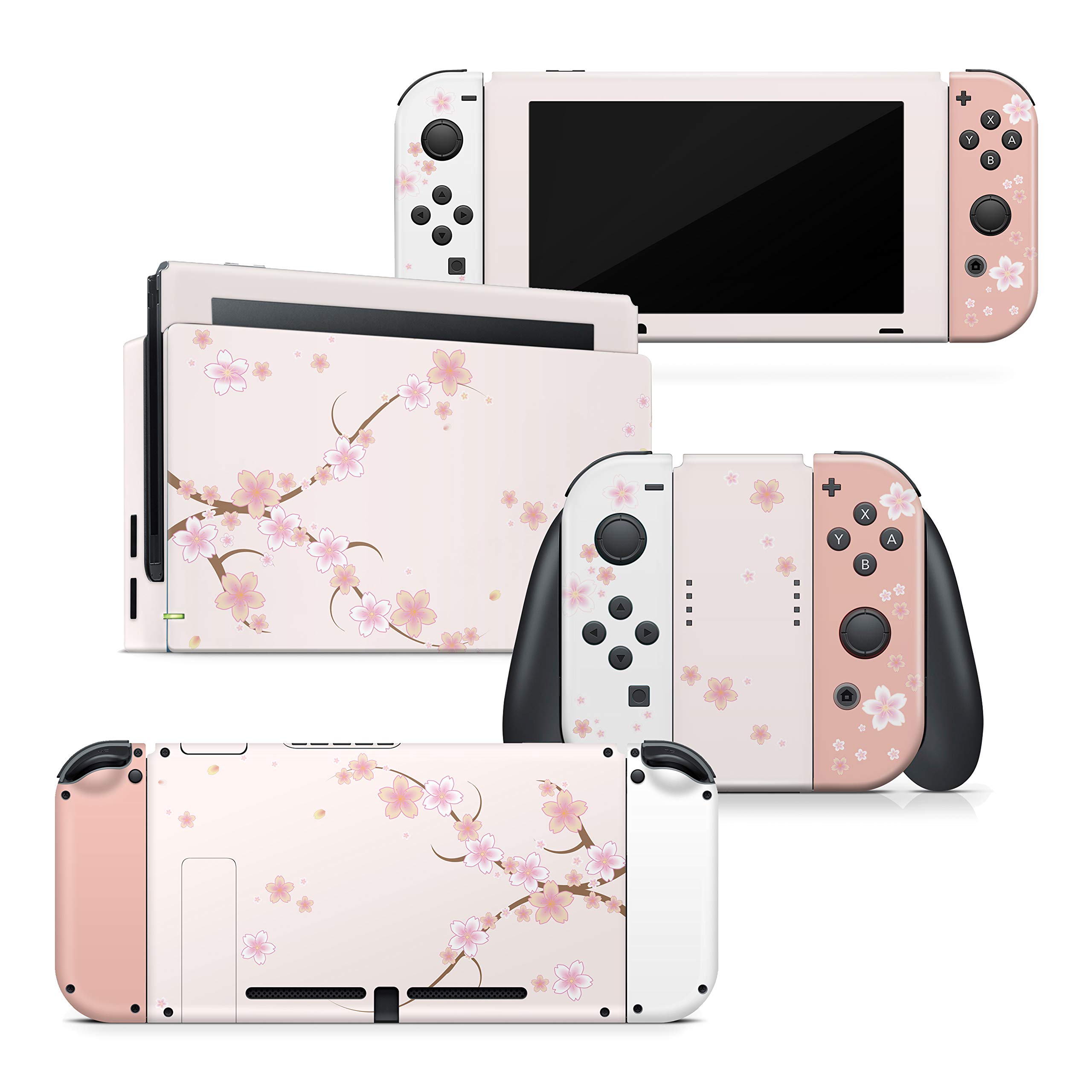 Tacky design Beige Skin Compatible with Nintendo Switch Skins Decal, Flowers Sakura Nintendo Switch Stickers Vinyl 3m Cute Pink Full Cover