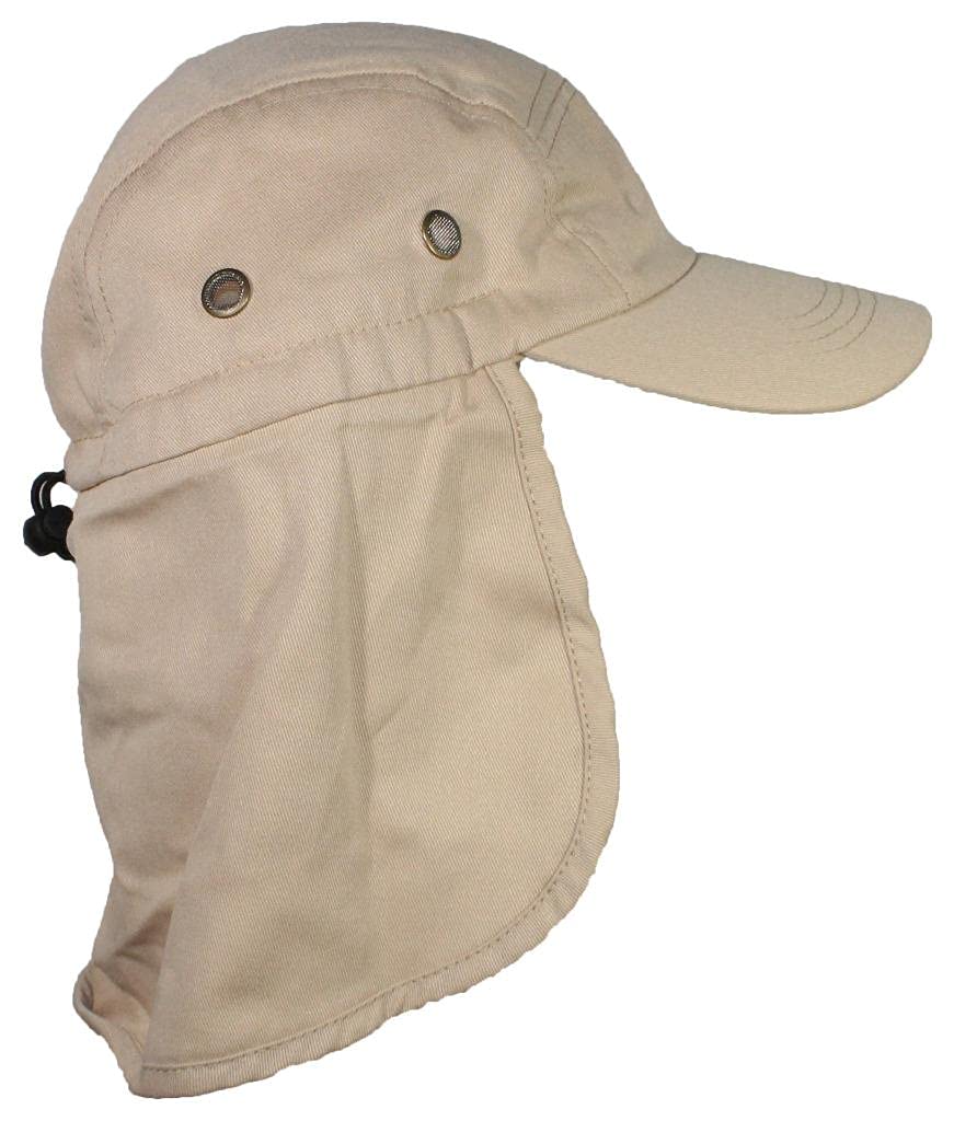 Tropic Hats Men/Women Summer Ballcap with Neckflap Protection - Khaki