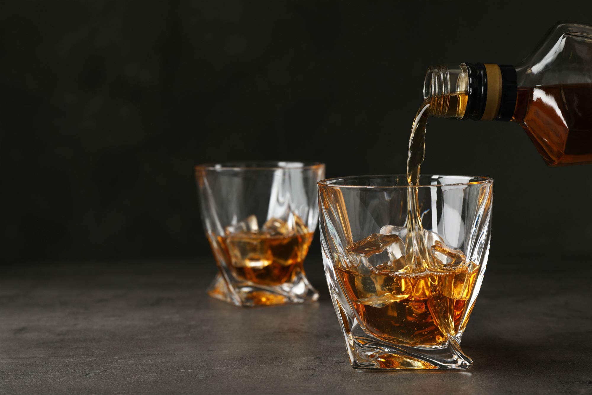 Whiskey Glasses set of 2 - Crystal Old Fashioned Rock Glass Scotch Bourbon and Spirits 10 Ounce Liqueur Tumbler with Side Rest