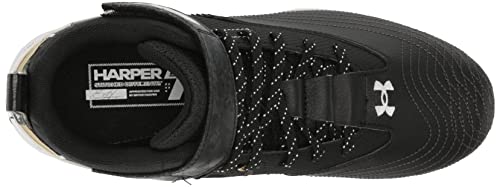 Under Armour Men's Harper 7 Mid Rubber Molded Baseball Cleat, (001) Black/White/Black, 7