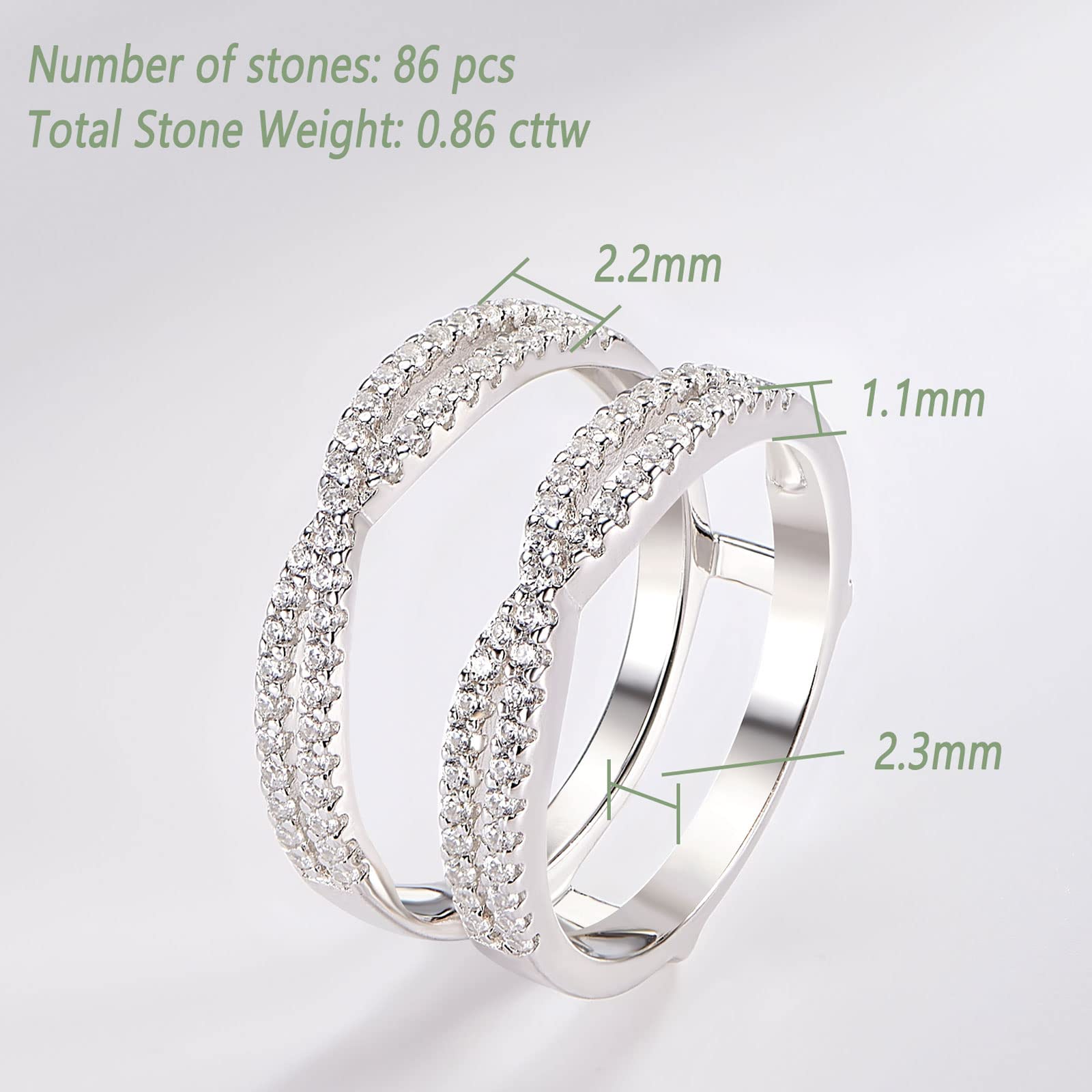 Wuziwen Infinity Women's Guard Ring Enhancers for Engagement Rings CZ 925 Sterling Silver Size 6