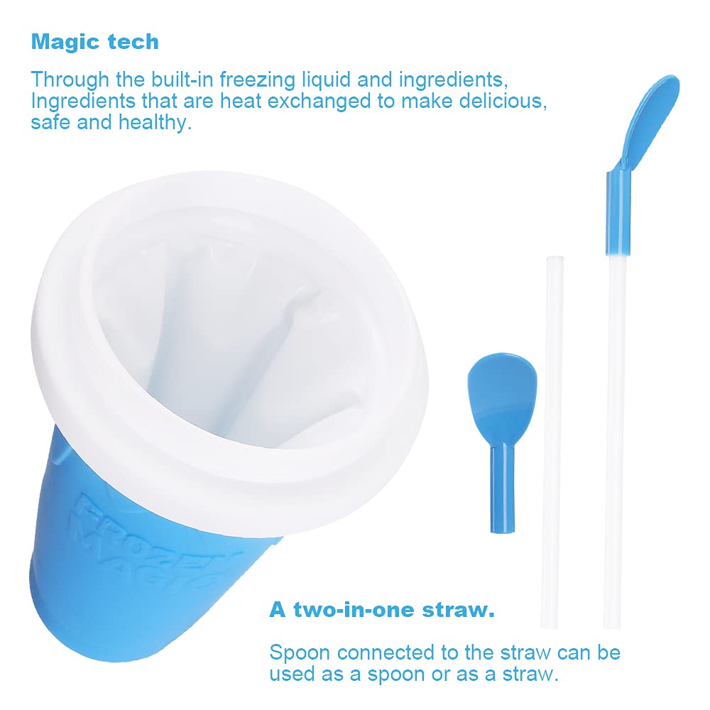 Tikapo® Slushy Maker Cup Tik Tok Stuff Slushie Maker Cup Slushie Ice Cream Maker Machine Frozen Magic Double Layers Slushie Squeeze Cup - Blue