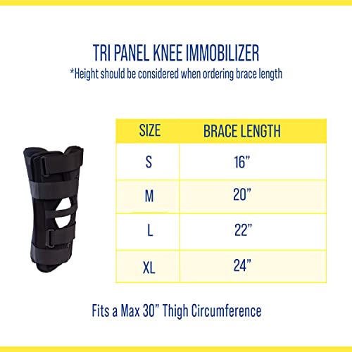 Tri Panel Knee Immobilizer Brace for Collateral Ligament Sprain, Patellar Stabilization, Osteochondral Fractures, ACL, PCL, MCL, LCC Injuries, Post-Op Knee Brace for Knee Pain and Immobilization