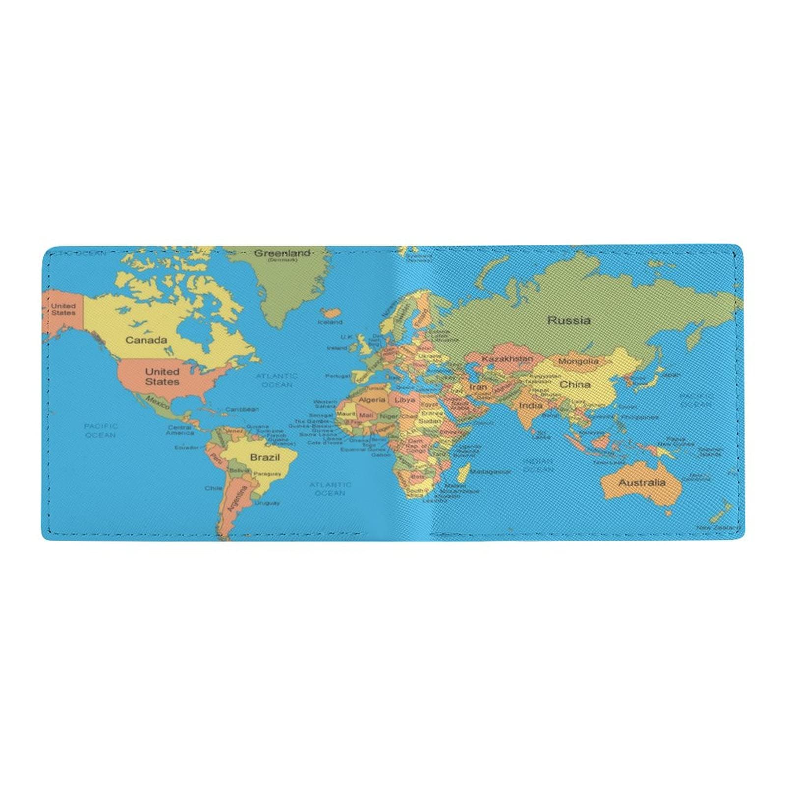 World Map Wallet Men's Bi-fold Durable Wallet