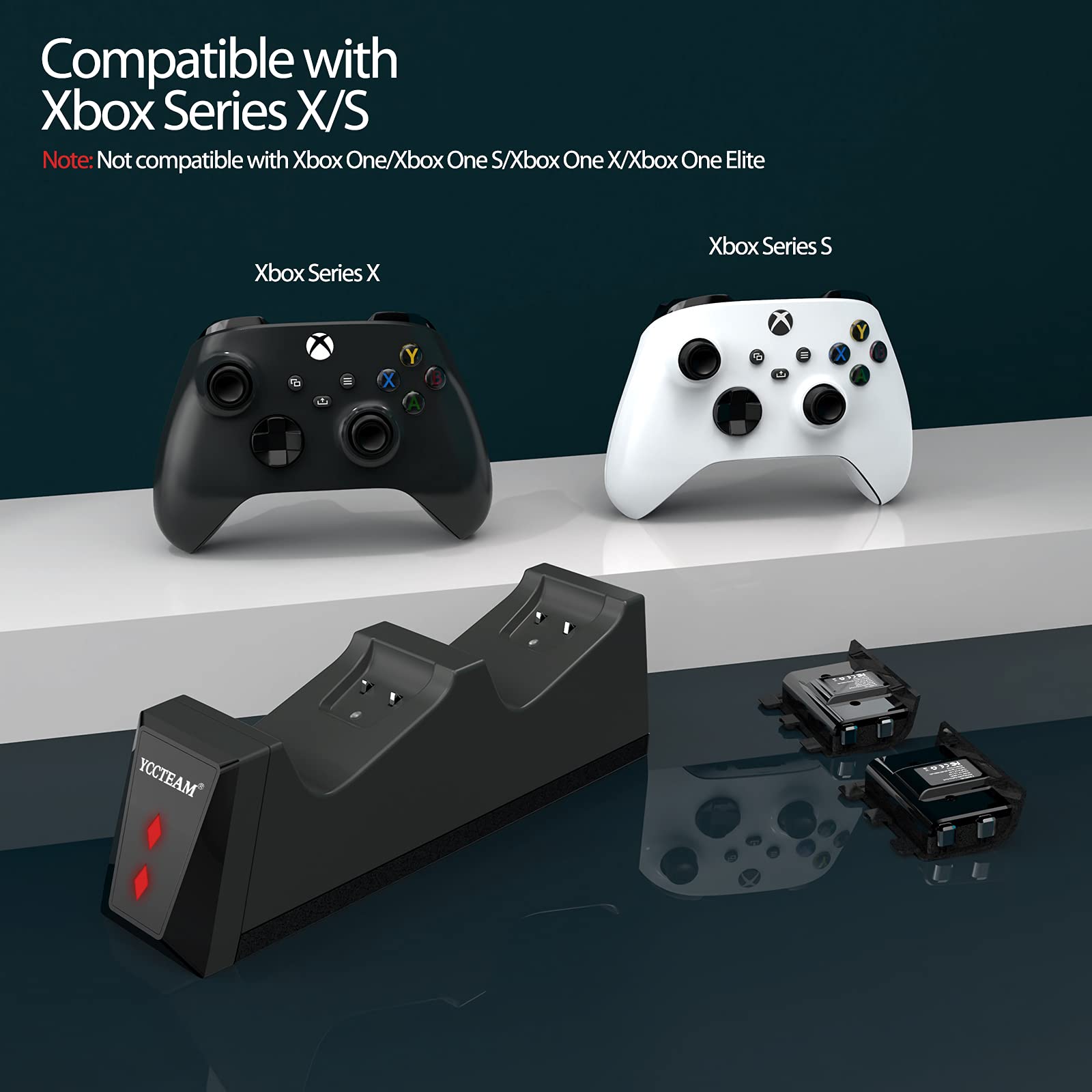 Xbox Controller Charger Dock Station, Nolansend Xbox Series Controller Charging Dock Station Upgraded 2.5-Hours Charging Chip, Charging Dock Station with 2x1000 mAh Rechargeable Battery Packs