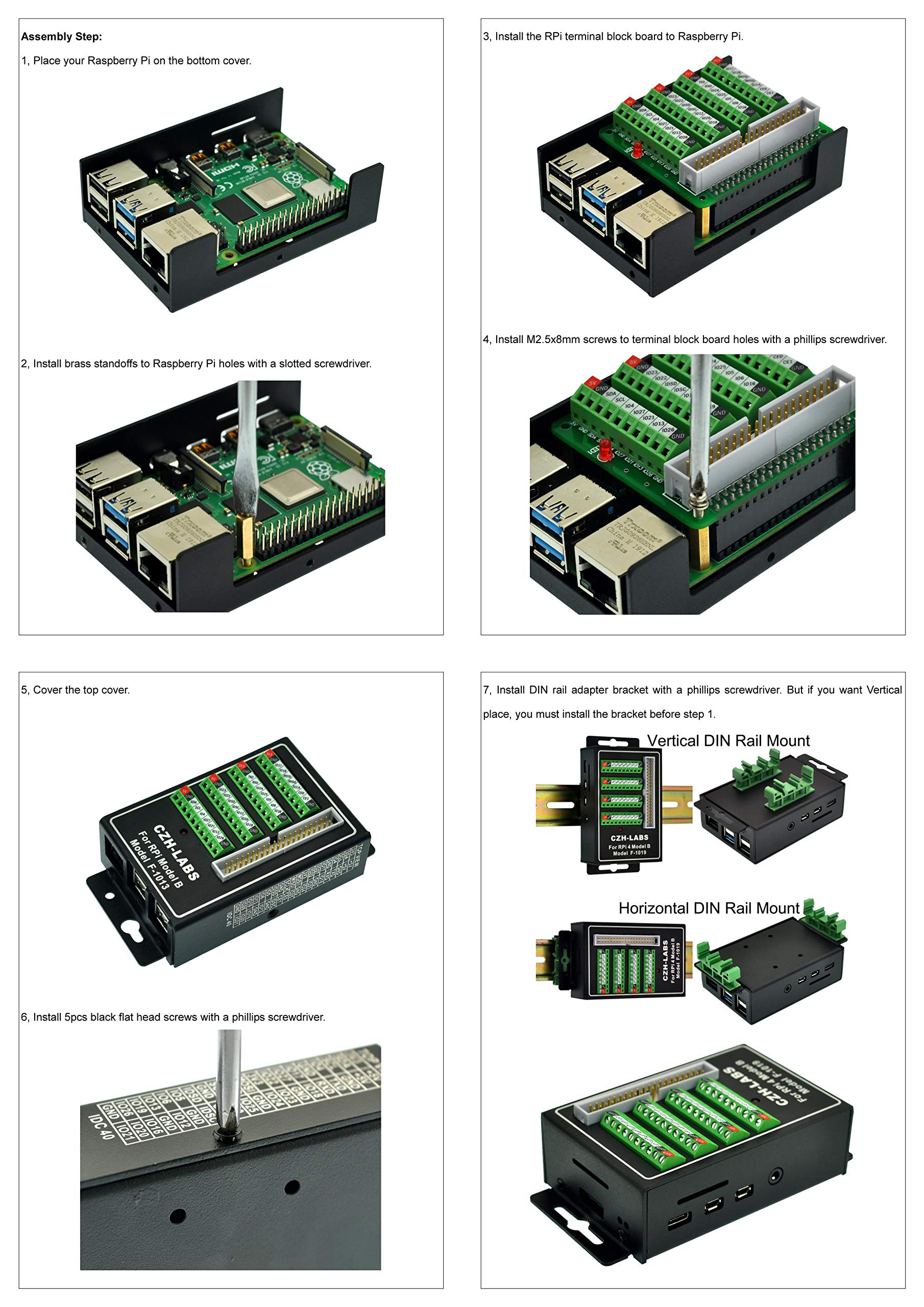 RPi Screw Terminal Block Breakout Module with Aluminum Enclosure. for Raspberry Pi 4 Model B