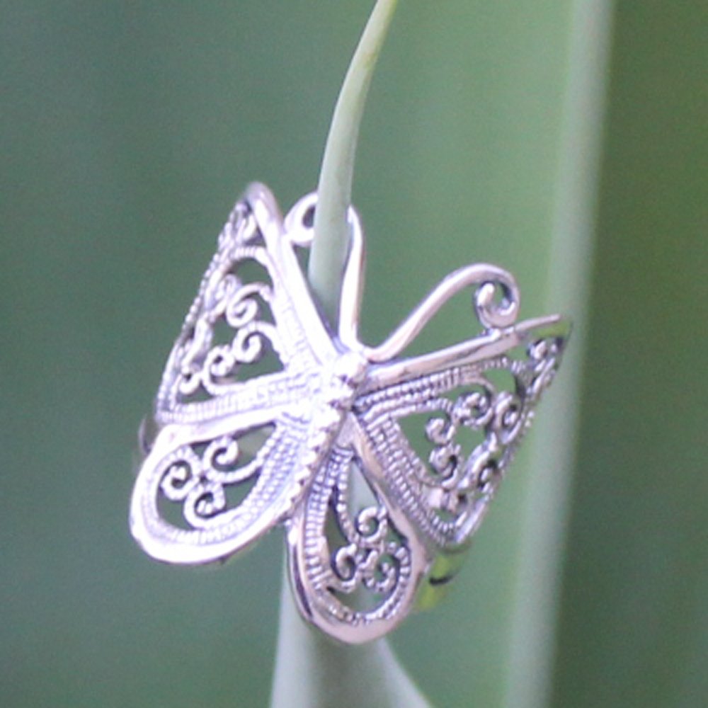 Oxford Diamond Co Filigree Butterfly .925 Sterling Silver Ring Size 10