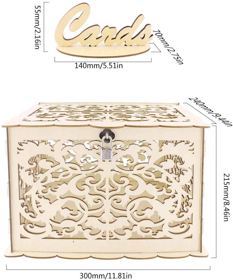 SunBeter Stylish Gold Wedding Card Box with Lock Perfect for Receptions Birthdays Baby Shower Graduation and More!