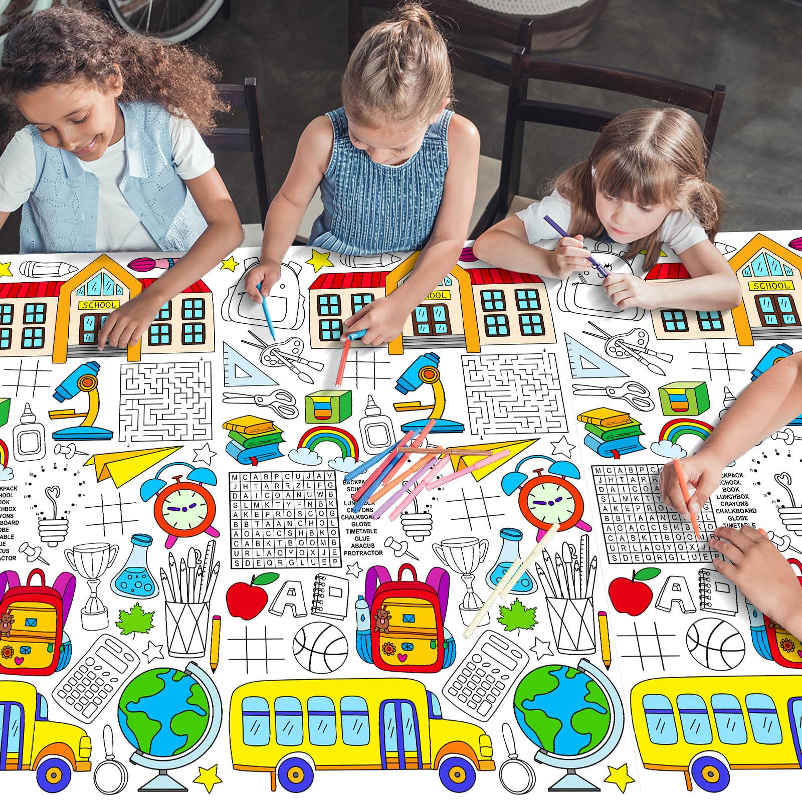 Qyeahkj Giant Fall Coloring Tablecloth Huge Autumn World Posters Large Color-in Paper Poster Table Cover Arts and Crafts