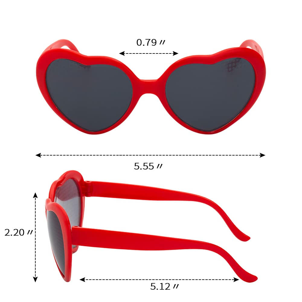 Votange Heart Effect Diffraction Glasses - See Hearts! - Special Effect Rave Party Music Festival Light Changing Eyewear
