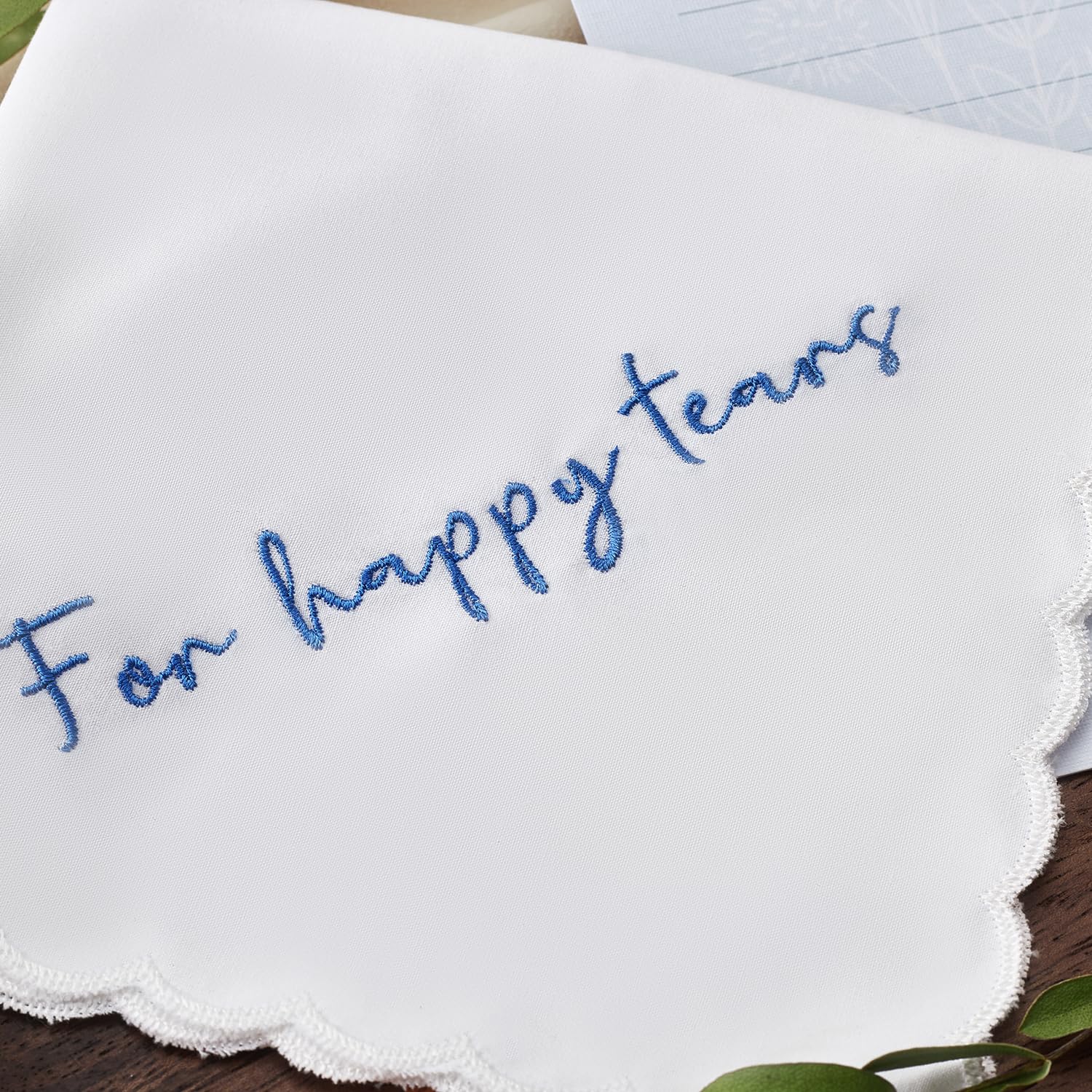 TRULIVA Something Blue, Wedding Day Gift, Embroidered Wedding Handkerchief, for Happy Tears (for happy tears)