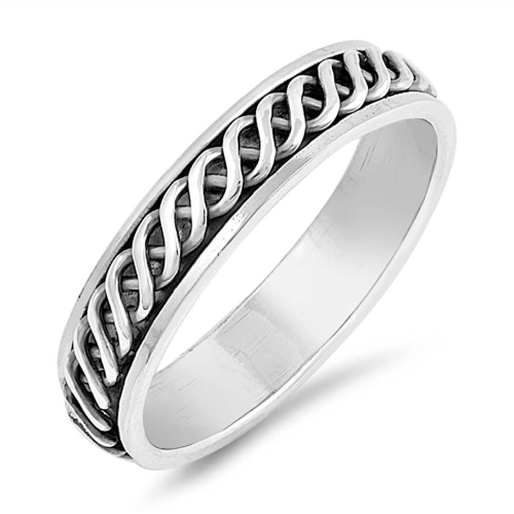 Oxidized Criss Cross Knot Spinning Ring New .925 Sterling Silver Band Size 7